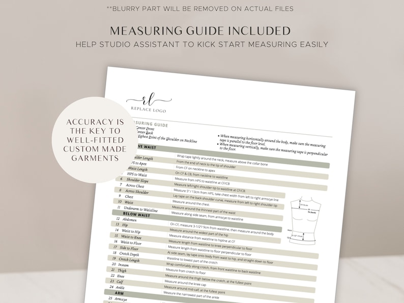 Men's Fillable Body Size Chart: Sewing Measurement Form for Custom Made ...