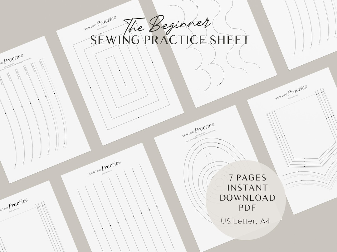 Beginner Sewing Practice Sheet: Printable Stitching Worksheet PDF to ...