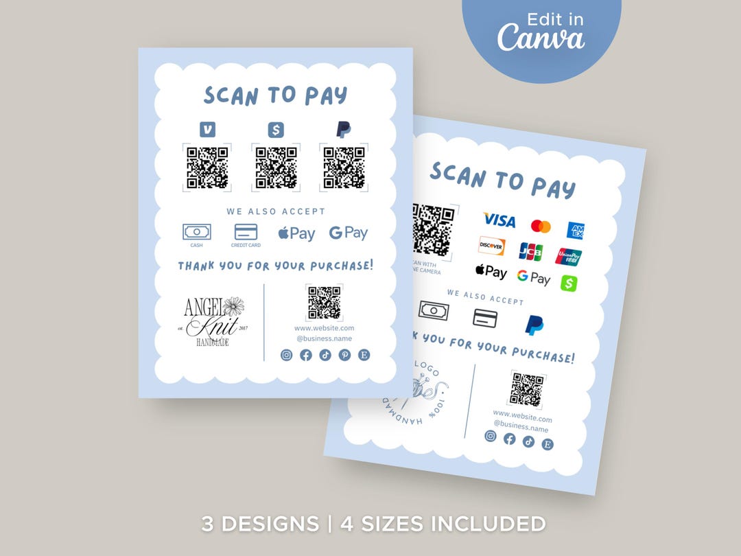 Scan to Pay QR Code Sign: Craft Show Payment Display Canva Template ...