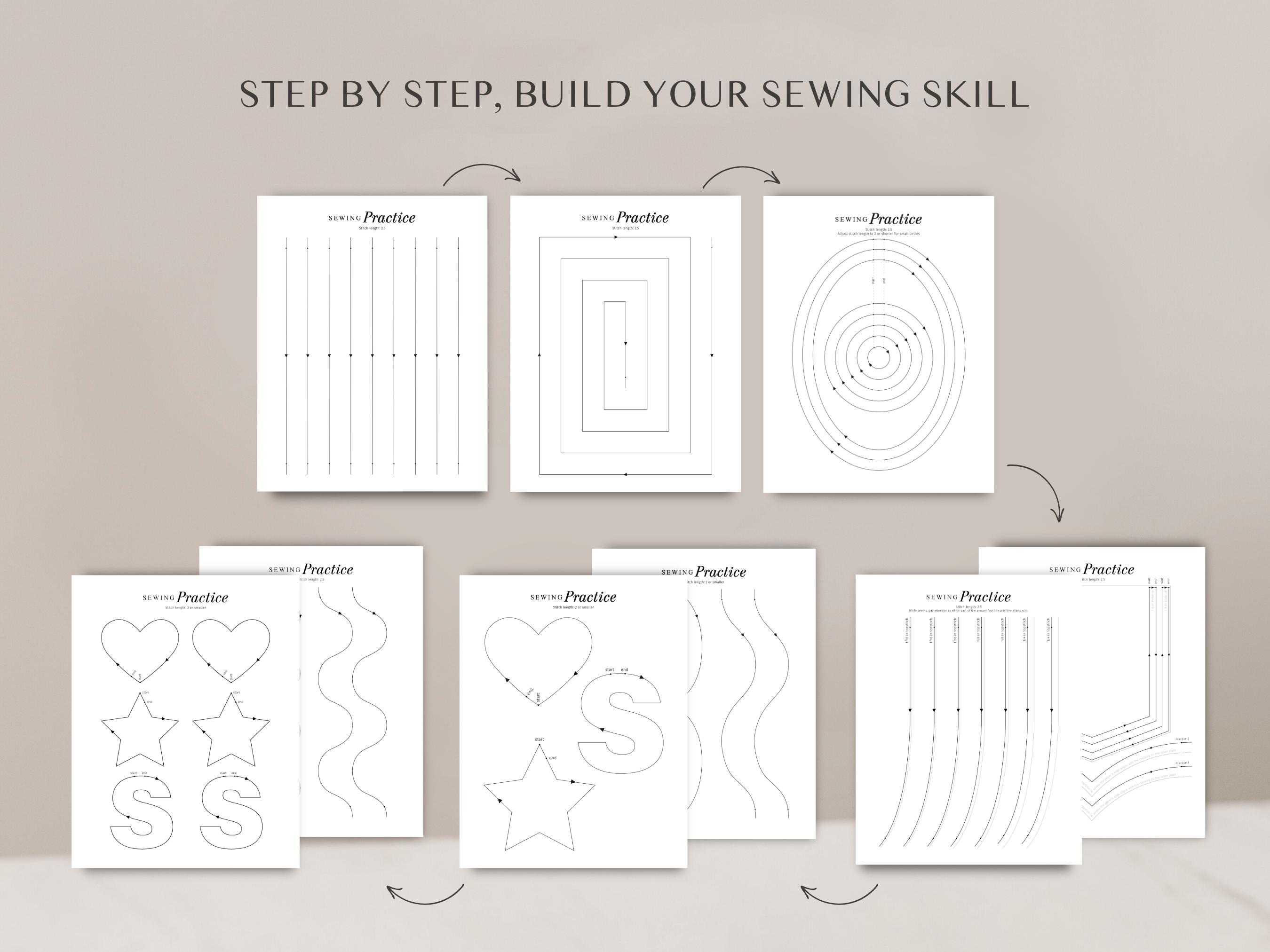 Beginner Sewing Practice Sheet: Printable Stitching Worksheet PDF to ...