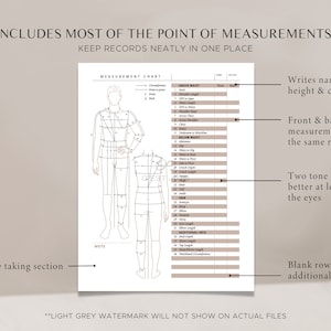 Printable Men Body Size Chart | Fillable Men Measurement Form | PDF ...