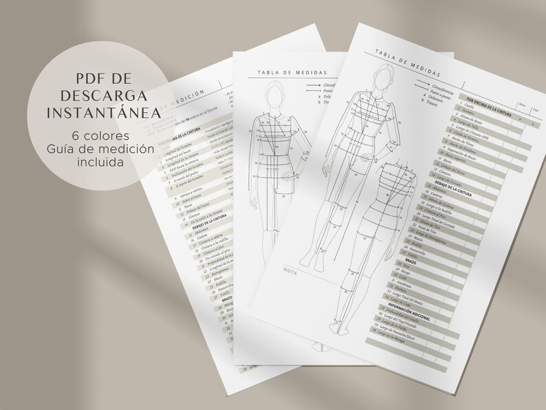 Printable Measurement Sheet Spanish Fillable PDF Women Size - Etsy