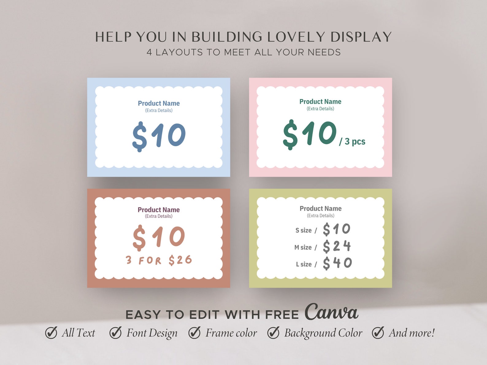 Editable Shelf Price Card Template: Craft Fair Display Signage (canva ...