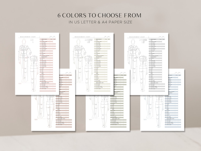 Printable Body Size Chart Fillable Women Measurement - Etsy