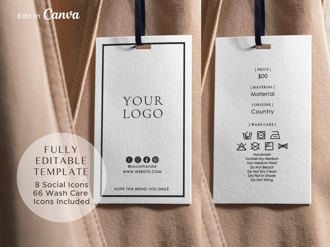 Editable Clothing Hang Tags Template With Washing Instructions - Etsy