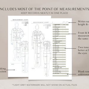Printable Body Size Chart: Fillable Women and Men Measurement Form ...