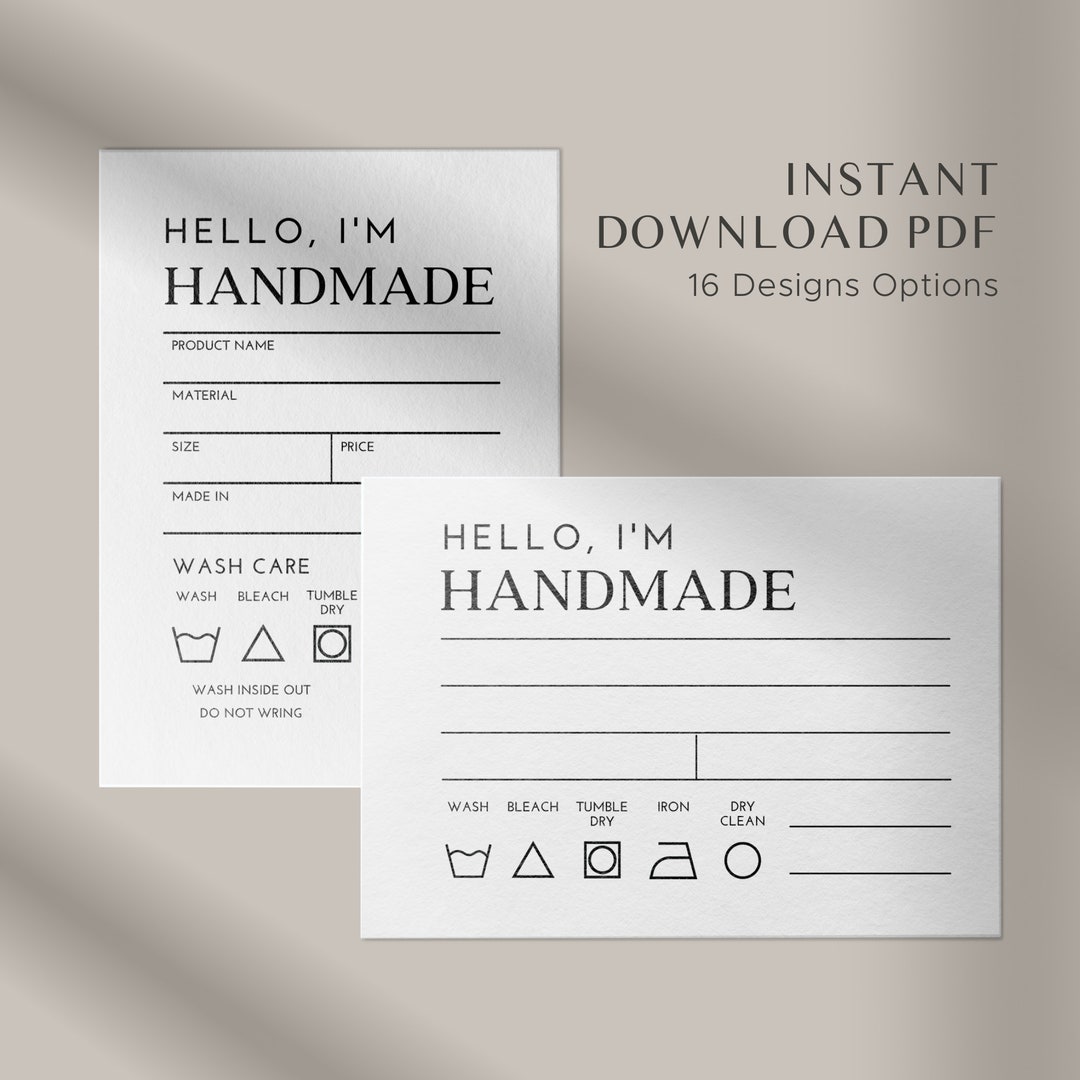 16 Printable Care Instructions Clothes Care Card | Handmade Item Card ...