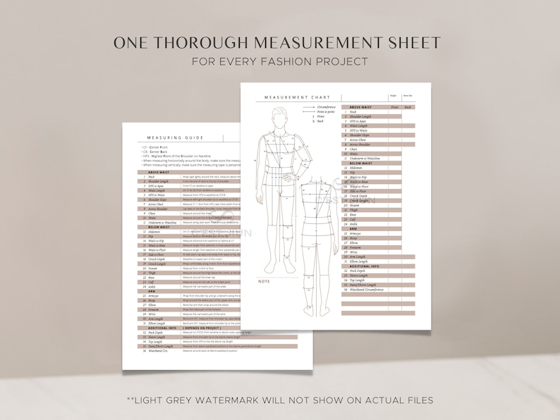 Printable Men Body Size Chart | Fillable Men Measurement Form | PDF ...