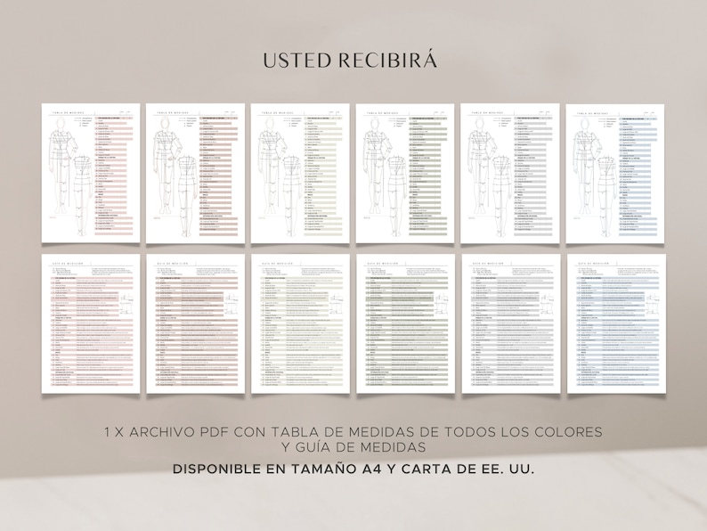 Printable Measurement Sheet Spanish Fillable PDF Women Size - Etsy