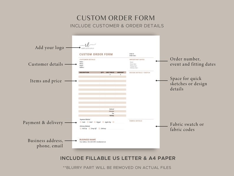 Custom Order Form Set: Men & Women Fillable Measurement Forms (PDF ...