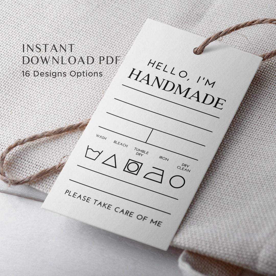 16 Printable Tags for Handmade Items With Care Instructions | Instant ...