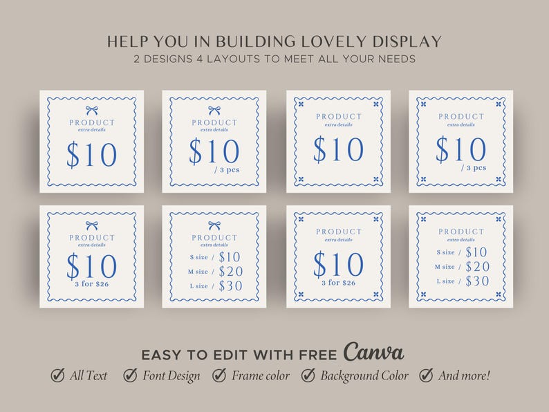 Editable Shelf Price Card Template: Cottage Core Craft Fair Display in ...