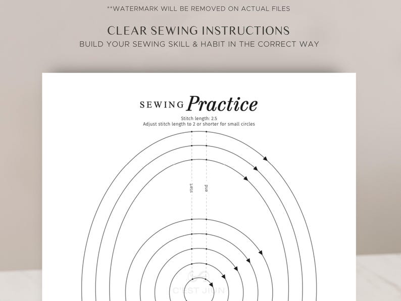 Beginner Sewing Practice Sheet: Printable Stitching Worksheet PDF to ...