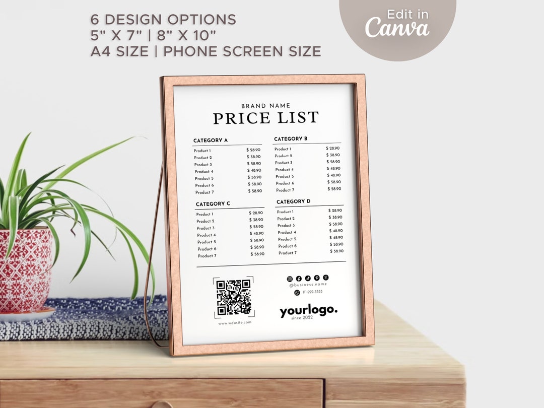 Pricelist Template for Small Business | Display Product Pricing on ...