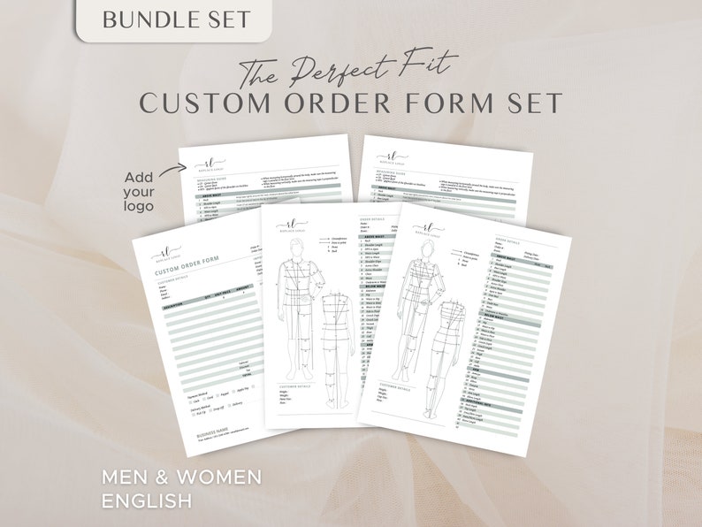 Custom Order Form Set: Men & Women Fillable Measurement Forms (PDF ...