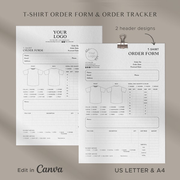 Shirt Order Tracker Template - Etsy