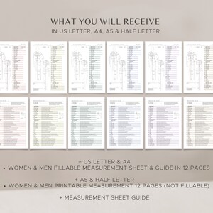 Printable Body Size Chart | Fillable Women and Men Measurement Form ...