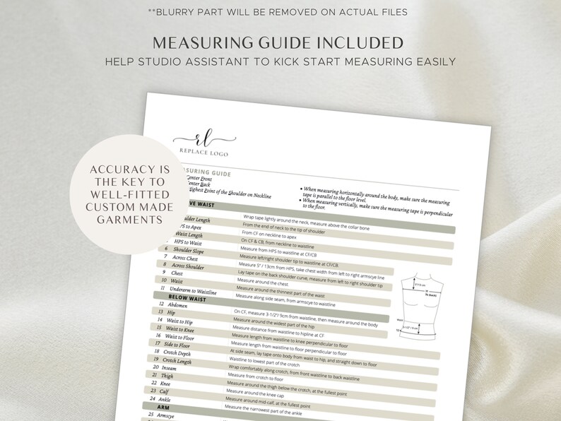 Men's Body Measurement Form PDF: Fillable Chart With Logo (US Letter ...