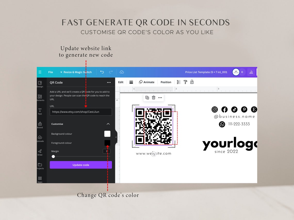 Pricelist Template for Small Business Display Product Pricing on Craft ...