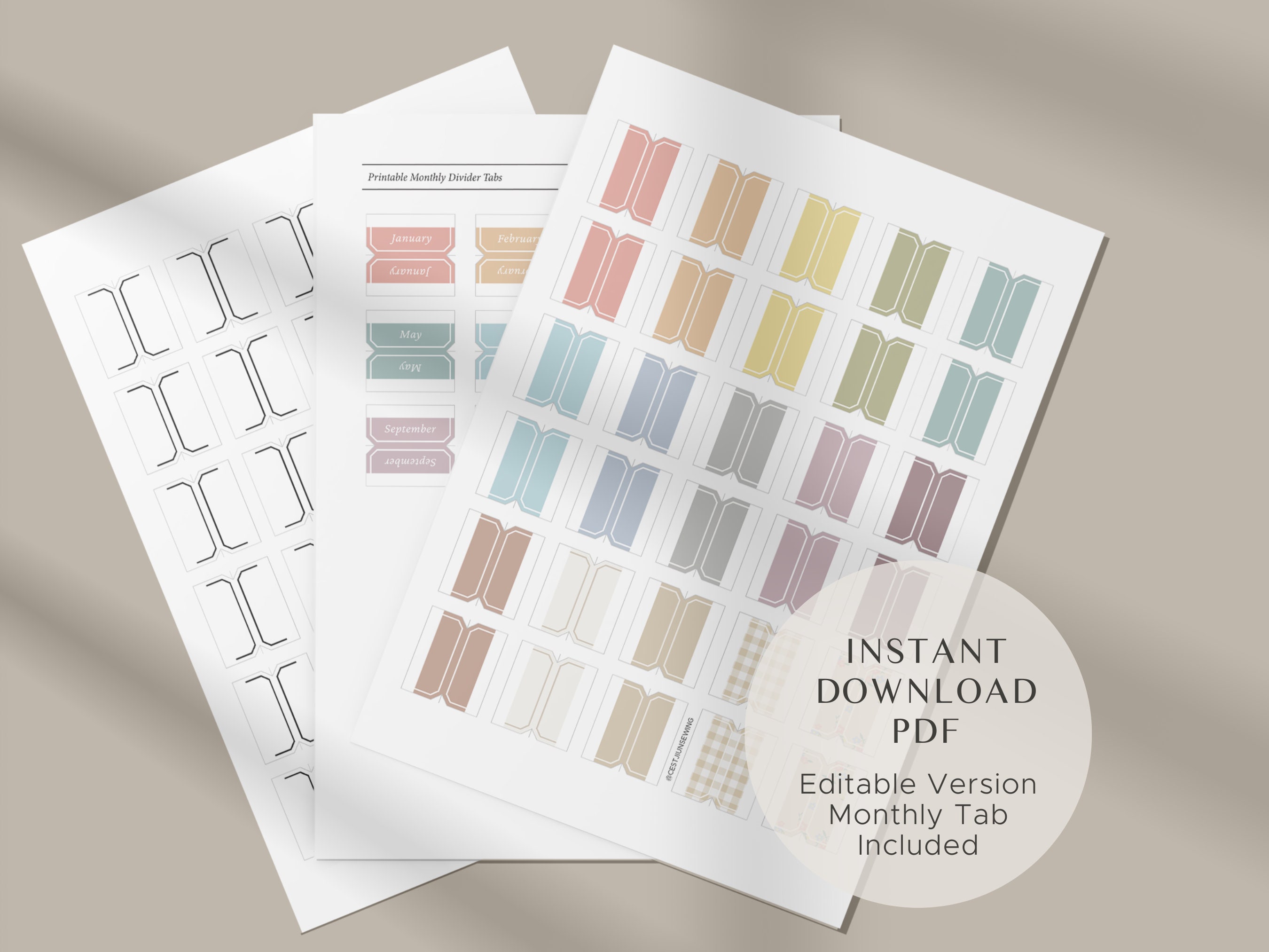 Printable Editable Tab Dividers Template Monthly Planner Stickers ...