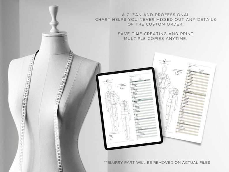 Printable Body Size Chart With Logo | Fillable Women Measurement ...