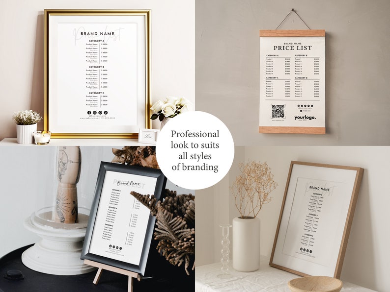 Pricelist Template for Small Business Display Product Pricing on Craft ...