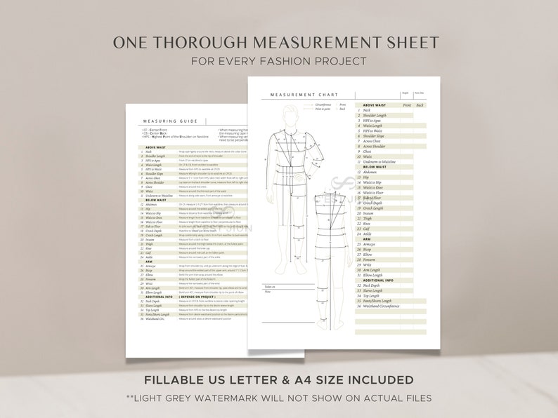 Printable Men Body Size Chart Pastel Fillable Men Measurement Form PDF ...