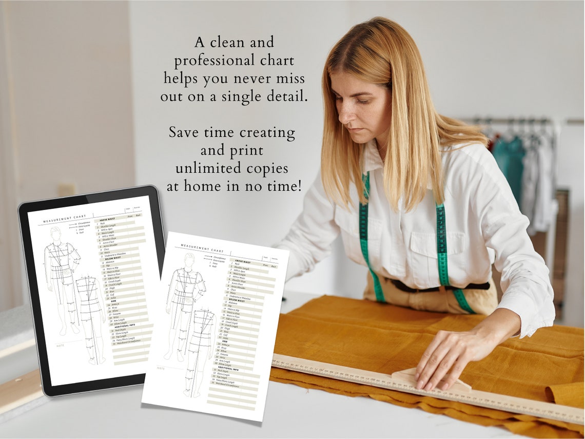 Printable Body Size Chart Fillable Women and Men Measurement - Etsy UK