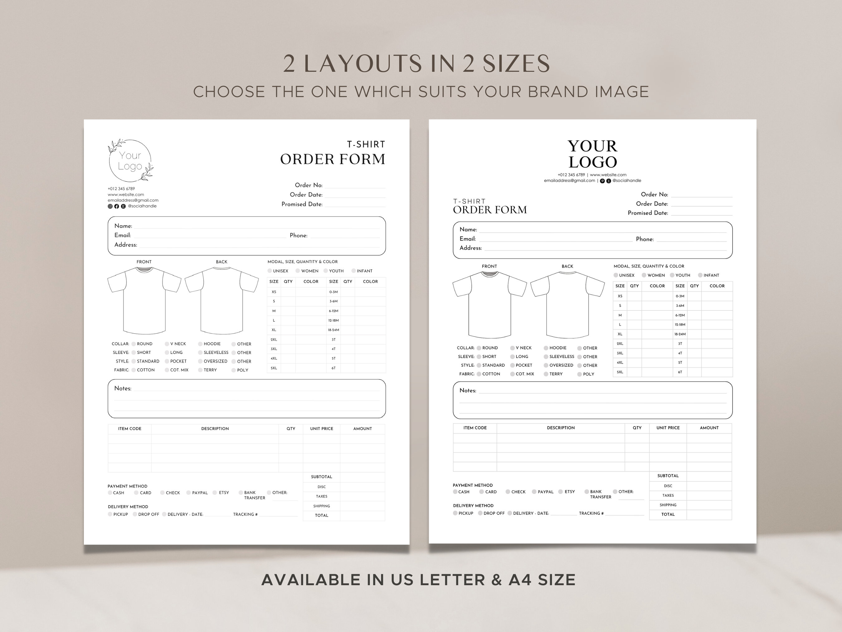 Editable Tshirt Order Form Template Fillable PDF Shirt Order Form ...