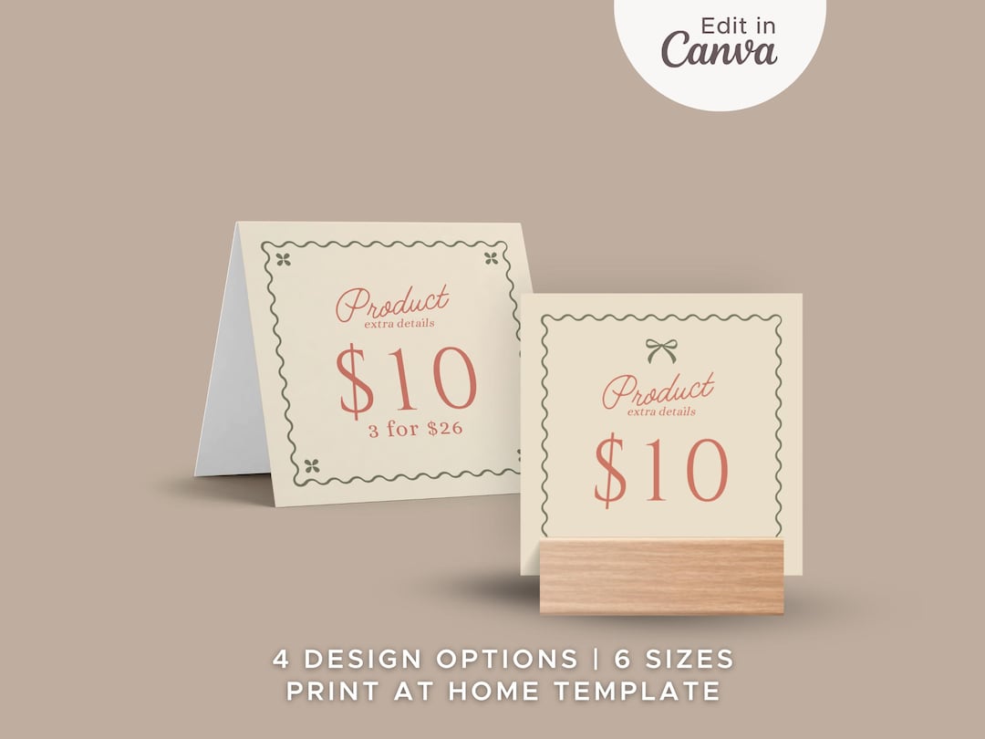 Editable Shelf Price Card Template: Vintage Craft Fair Display (DIY in ...