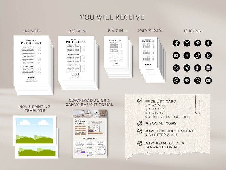 Pricelist Template for Small Business Display Product Pricing on Craft ...