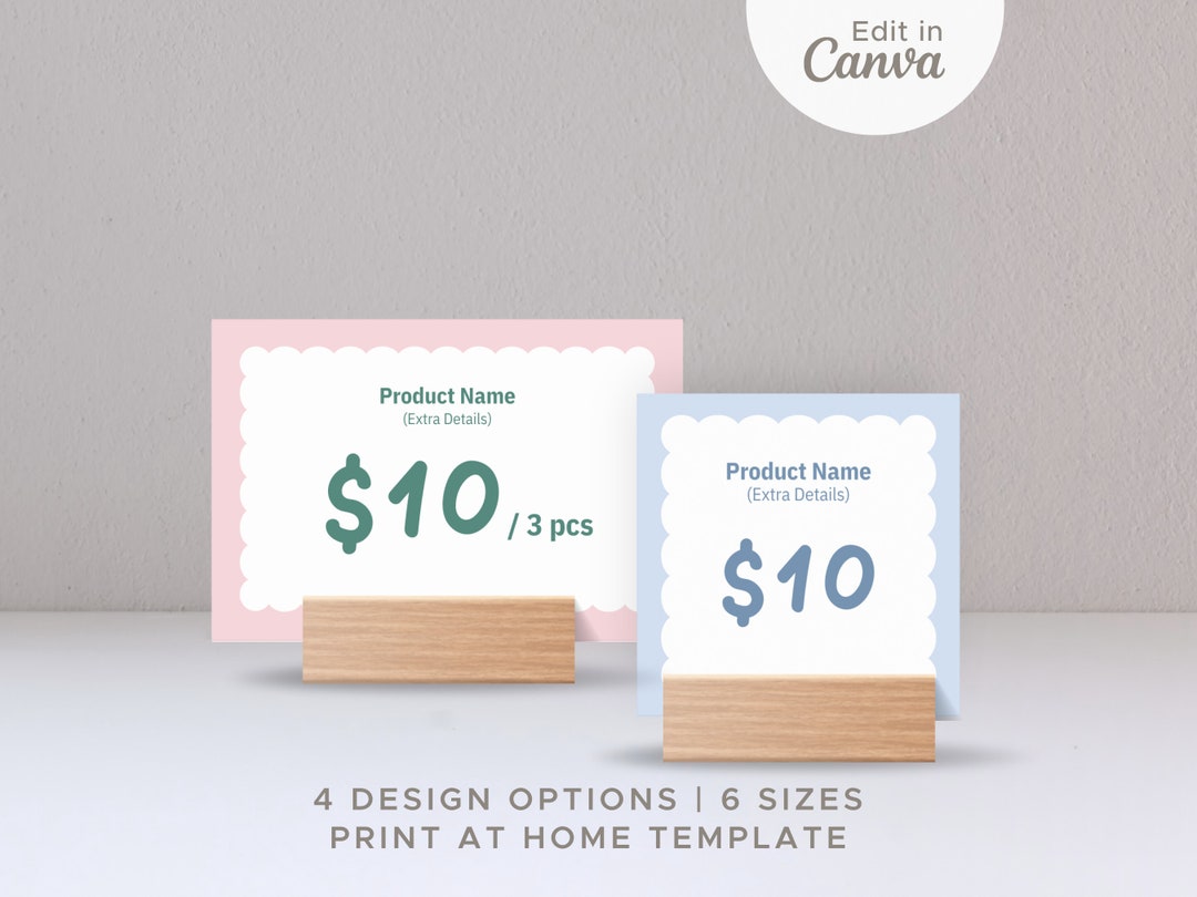 24 Editable Shelf Price Card Canva Template | Price List Template for ...