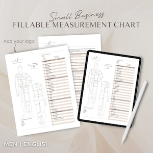 Men's Body Measurement Form PDF: Fillable Chart With Logo (US Letter ...