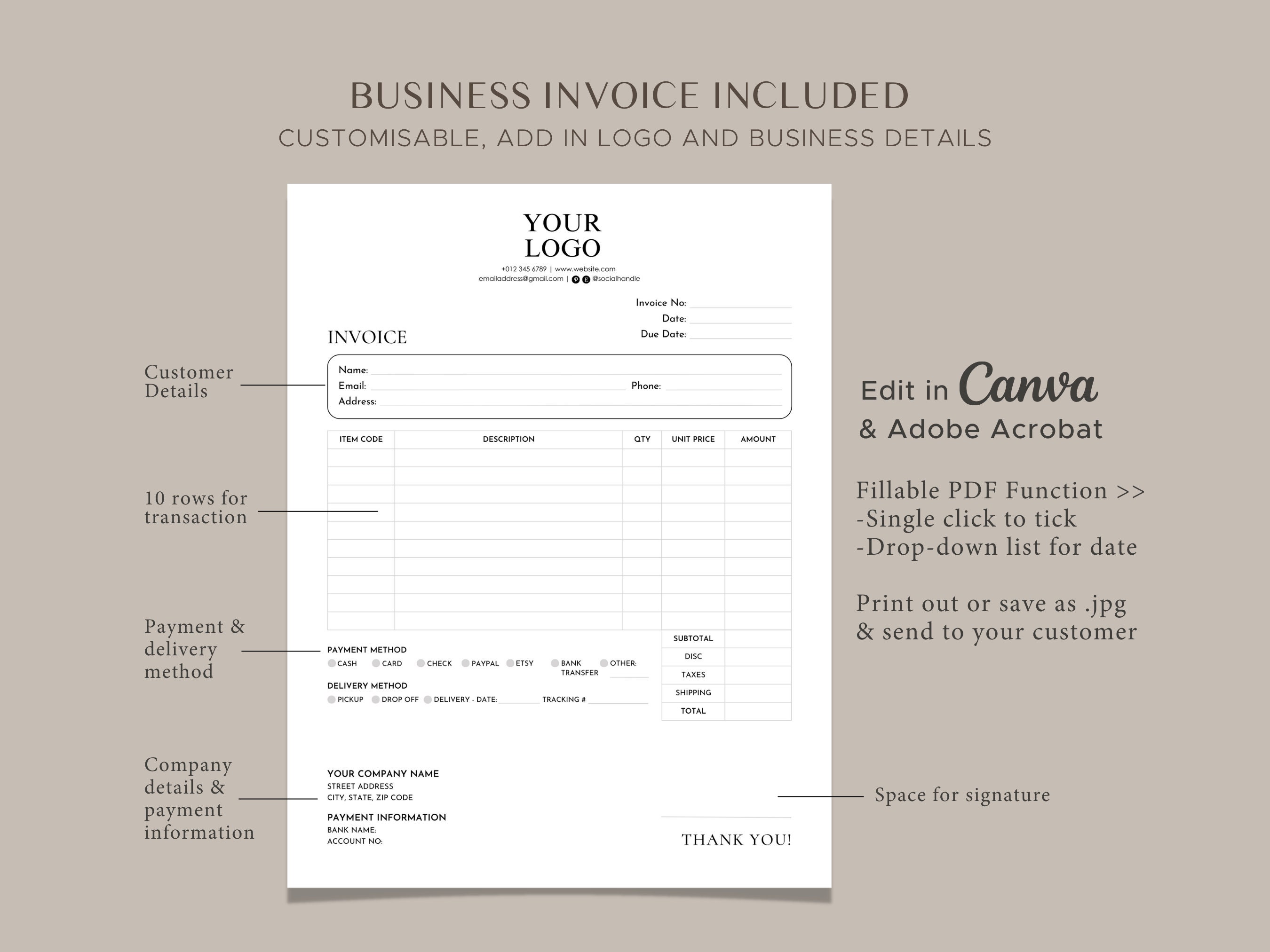 Editable T-shirt Order Form Template: Business Invoice & Tracker ...