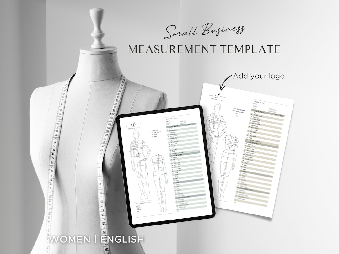 Printable Body Size Chart With Logo | Fillable Women Measurement ...