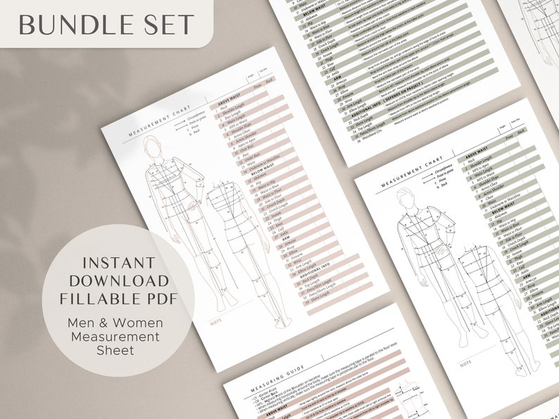 Printable Body Size Chart Fillable Women and Men Measurement - Etsy UK