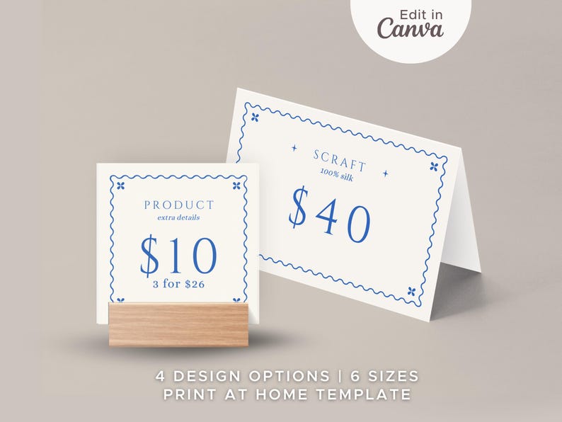 Editable Shelf Price Card Template: Cottage Core Craft Fair Display in ...