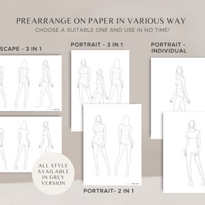 Slim Size Female Figure Croquis Template: Woman Fashion Illustration ...