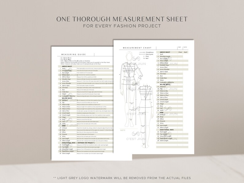 Printable Body Size Chart Fillable Women Measurement - Etsy