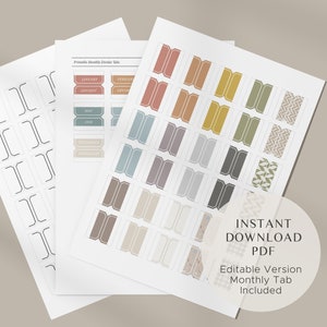 Printable Editable Tab Dividers Template | Monthly Planner Stickers ...