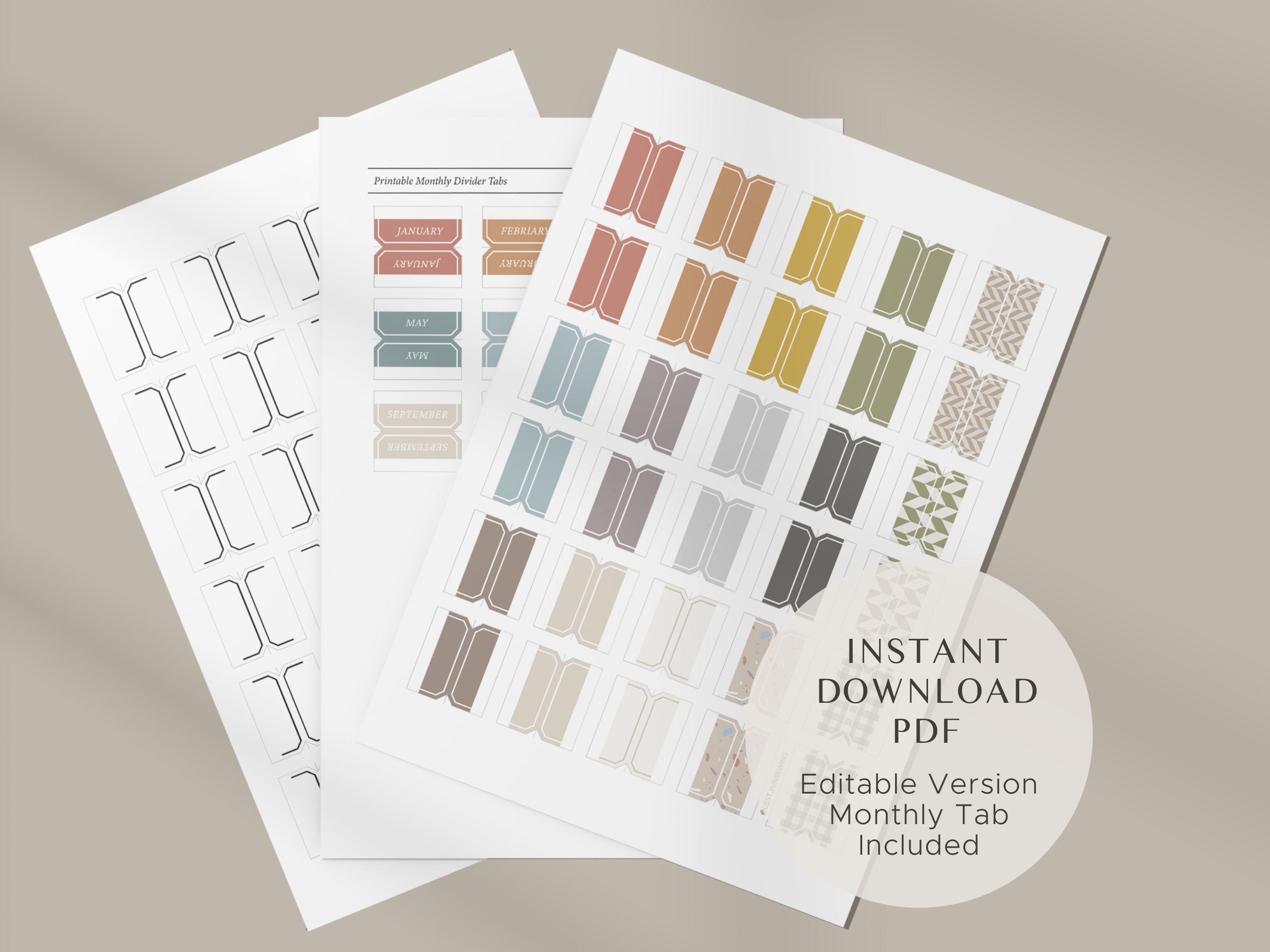 Printable Editable Tab Dividers Template | Monthly Planner Stickers ...