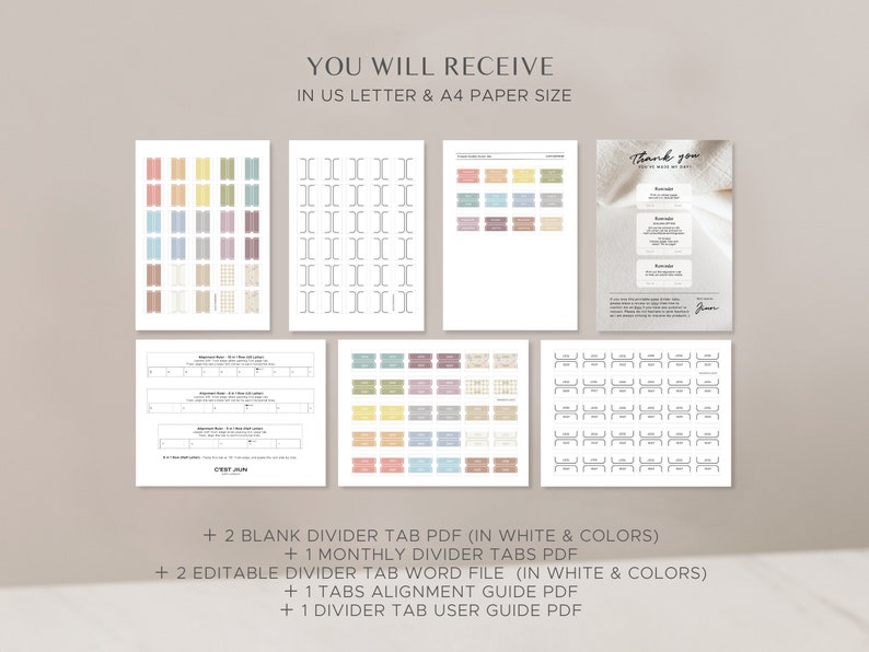 Printable Editable Tab Dividers Template Monthly Planner Stickers ...