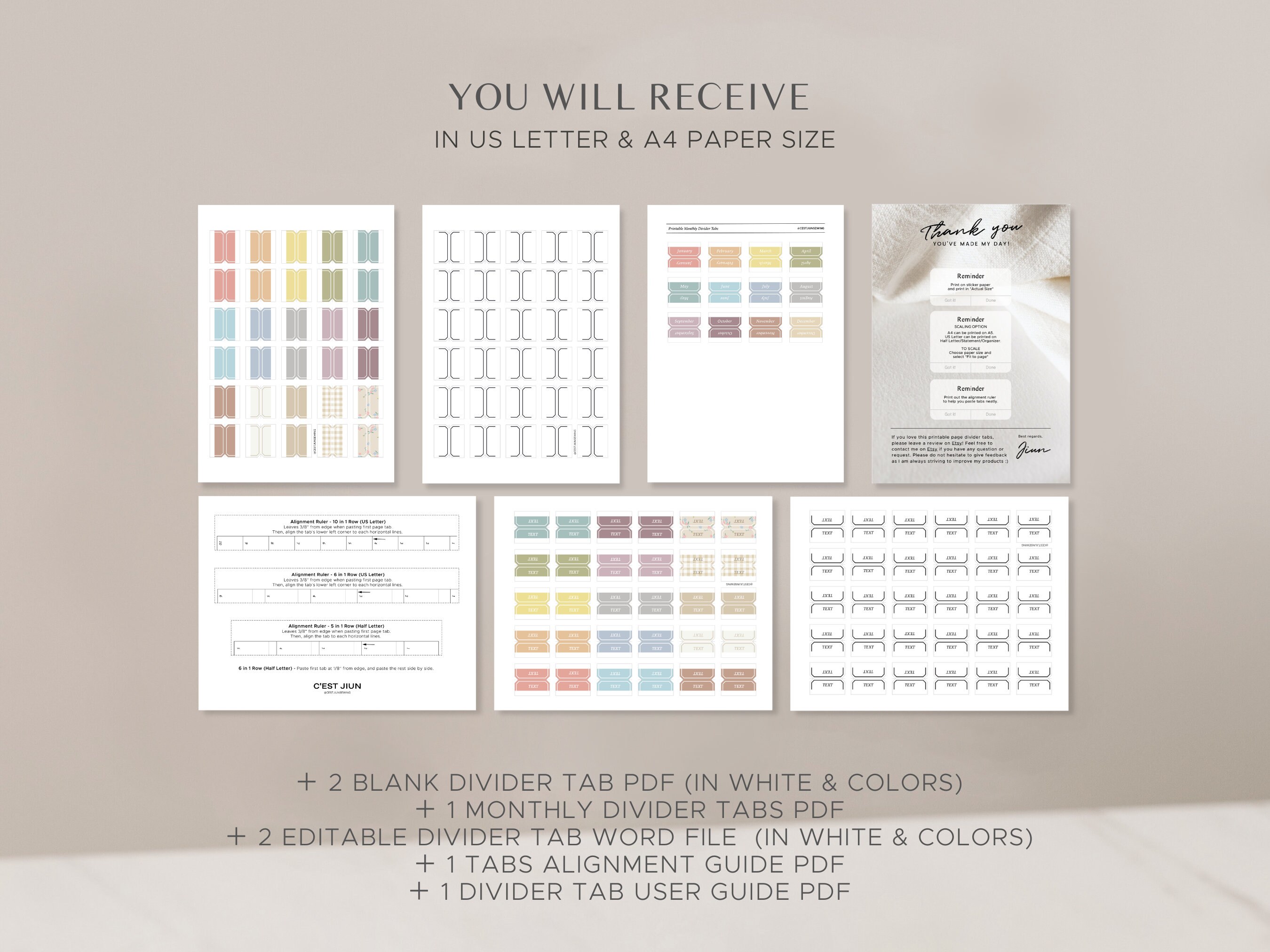 Printable Editable Tab Dividers Template Monthly Planner Stickers ...