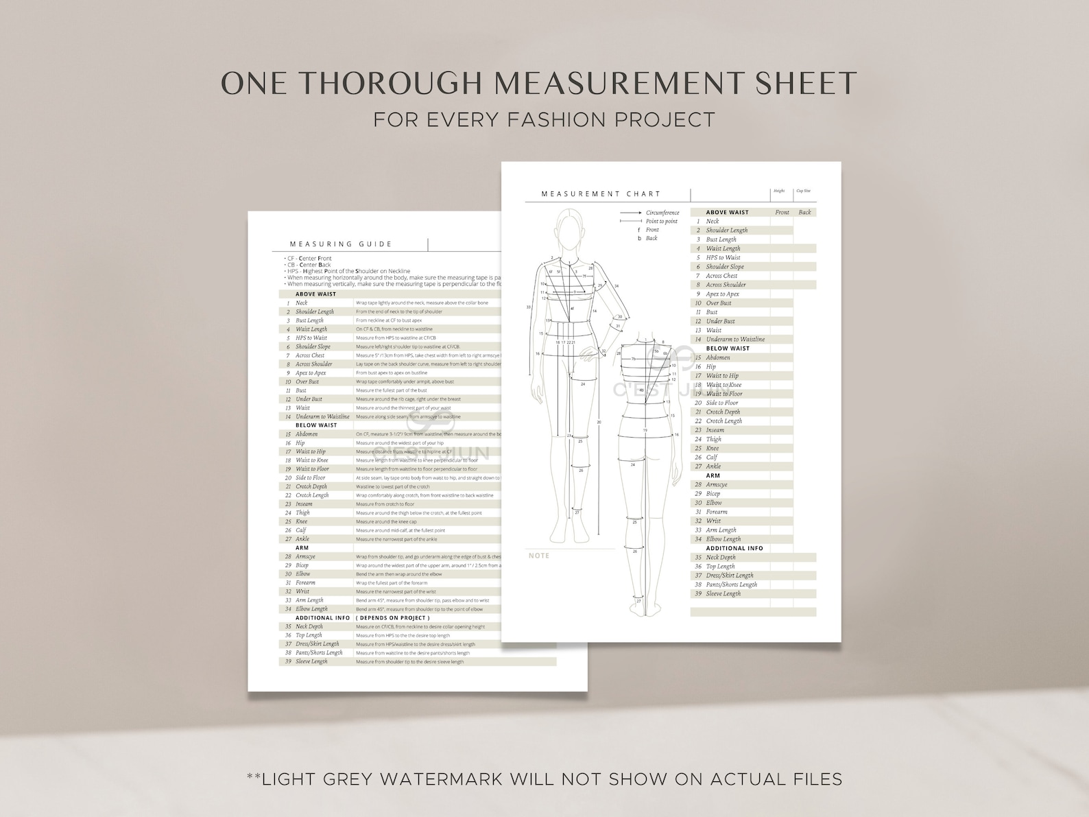 Printable Body Size Chart Fillable Women Measurement - Etsy UK