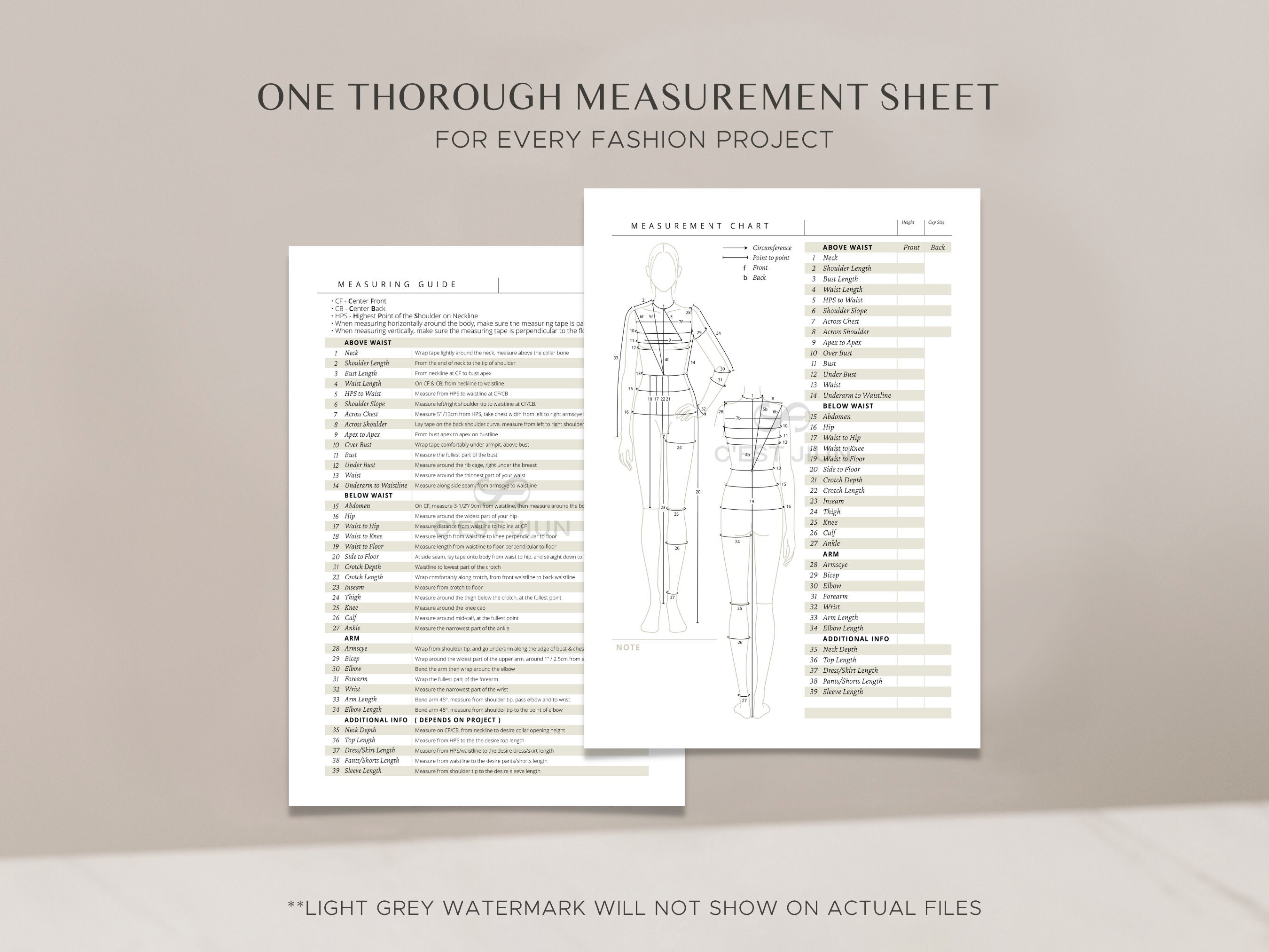 Printable Body Size Chart Fillable Women Measurement - Etsy UK