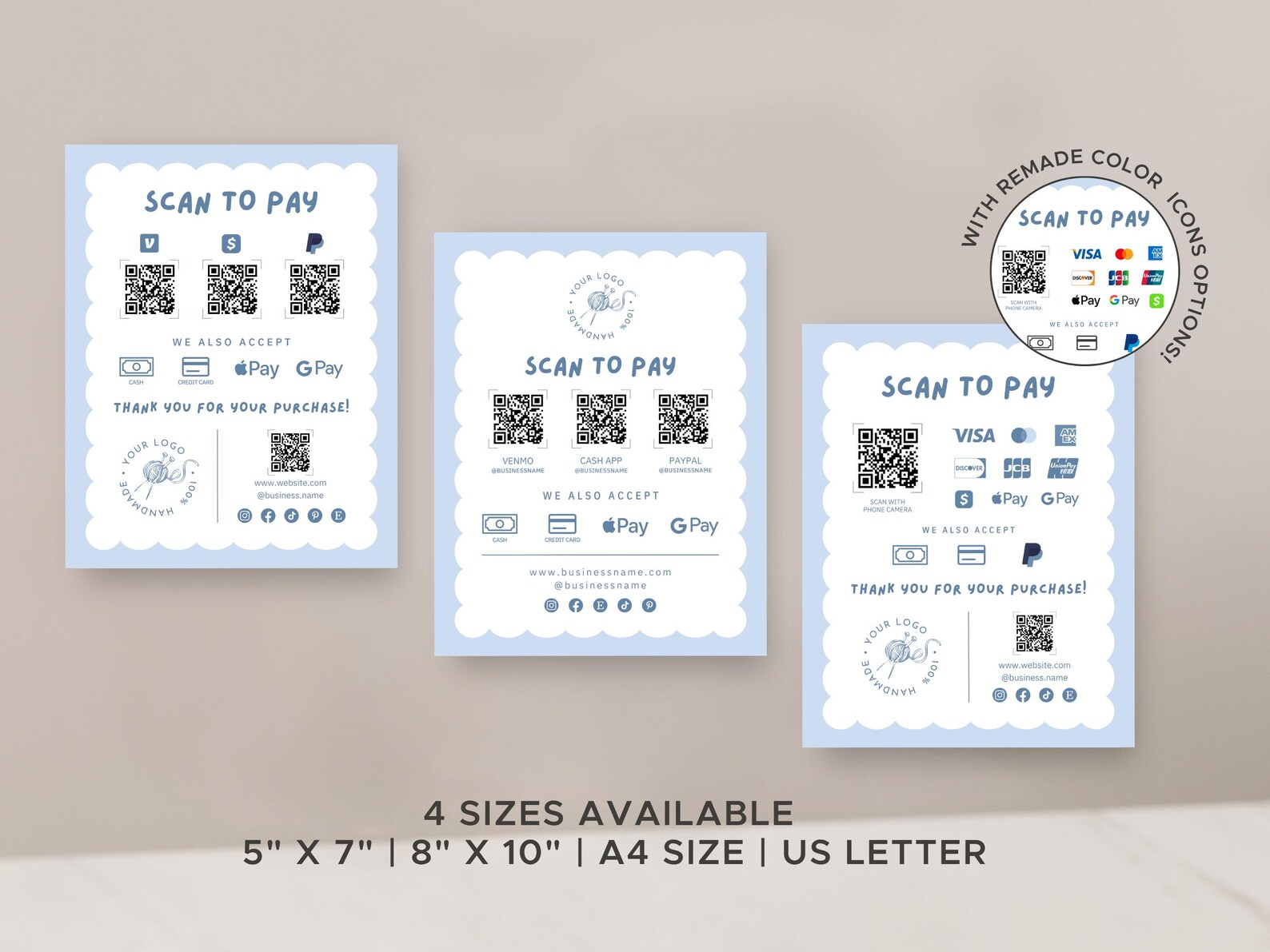 Scan to Pay QR Code Sign: Craft Show Payment Display Canva Template ...