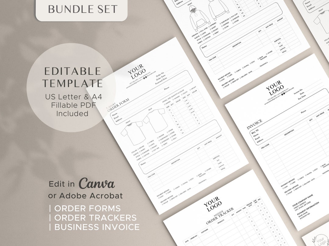 Editable T-shirt Order Form Template: Business Invoice & Tracker ...