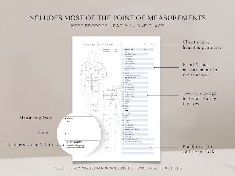Printable Men Body Size Chart | Pastel Fillable Men Measurement Form ...