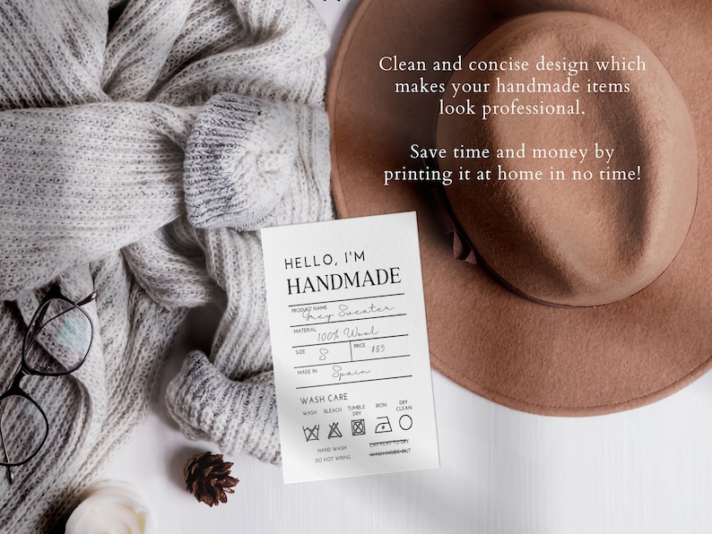16 Printable Tags for Handmade Items With Care Instructions | Instant ...