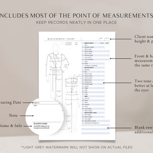 Printable Body Size Chart | Fillable Women and Men Measurement Form ...
